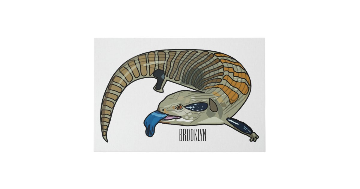 Blue-tongued skink cartoon illustration faux canvas print | Zazzle