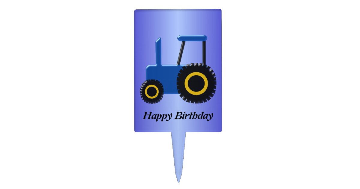 Blue Tractor Birthday Cake Topper | Zazzle