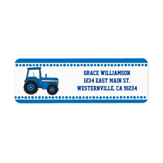Blue Tractor Return Address Labels | Zazzle.com