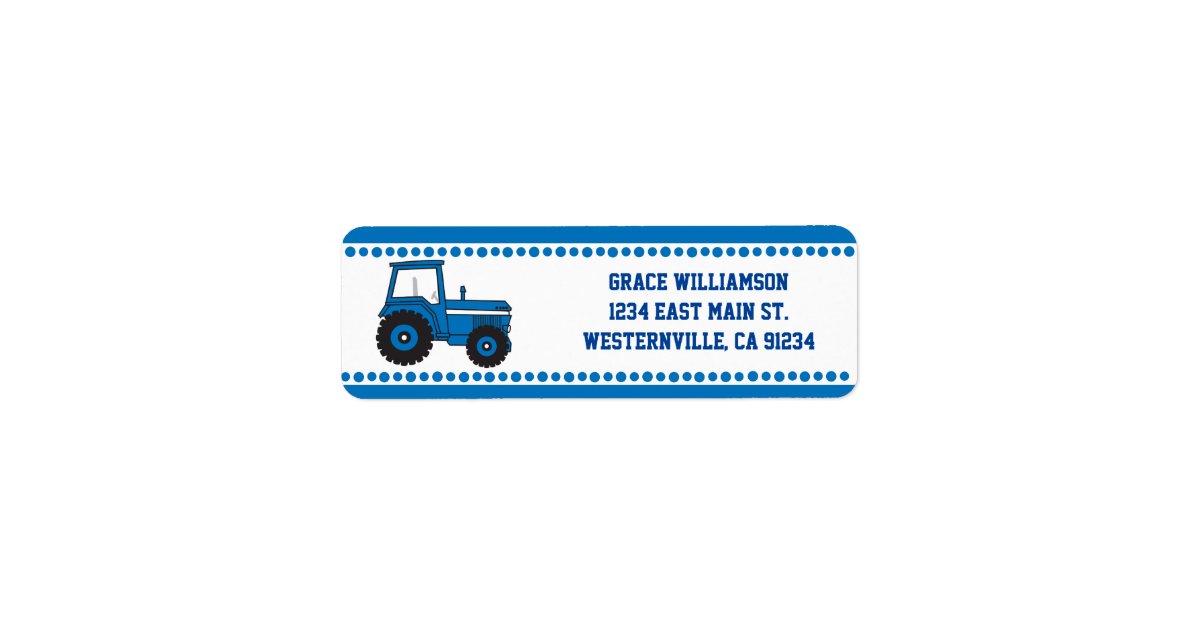 Blue Tractor Return Address Labels | Zazzle