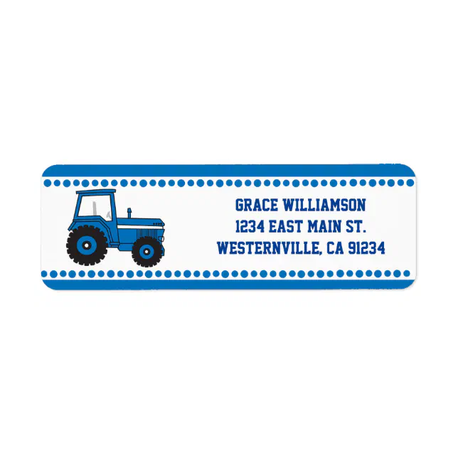 Blue Tractor Return Address Labels | Zazzle