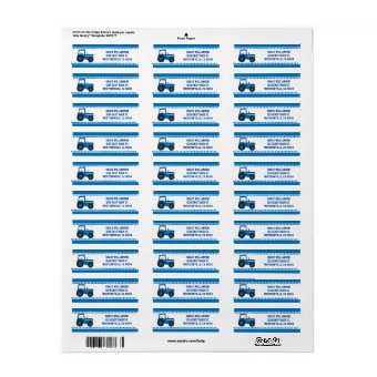 Blue Tractor Return Address Labels | Zazzle