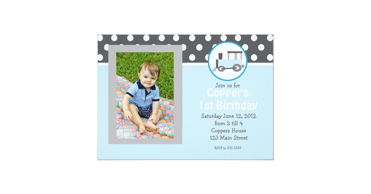 Blue Train Birthday Invitation | Zazzle.com
