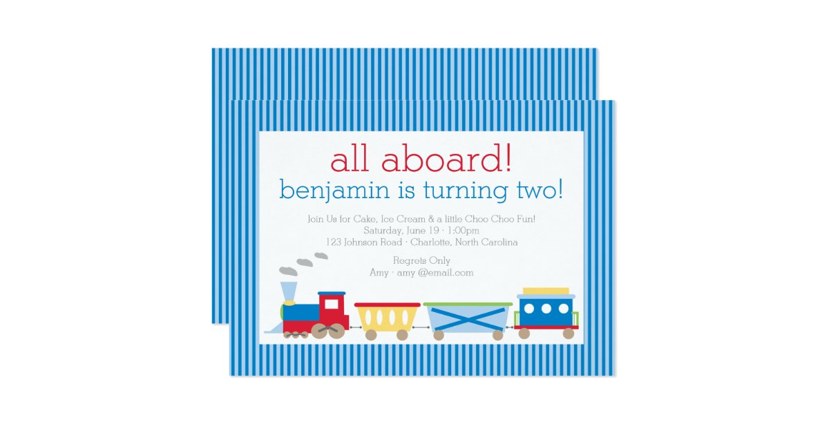 Blue Train Birthday Invitation | Zazzle.com