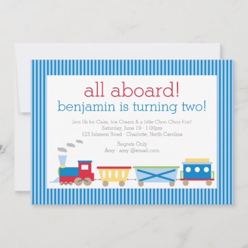 Blue Train Birthday Invitation | Zazzle