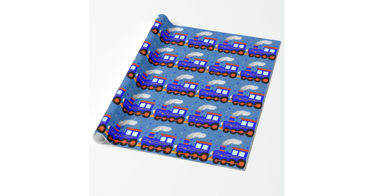 Blue Train Wrapping Paper | Zazzle