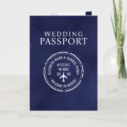 Blue Travel Passport Destination Wedding Invitation | Zazzle