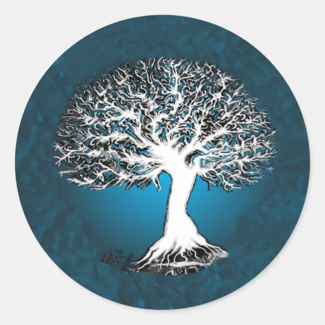 Blue Tree of Life Classic Round Sticker | Zazzle