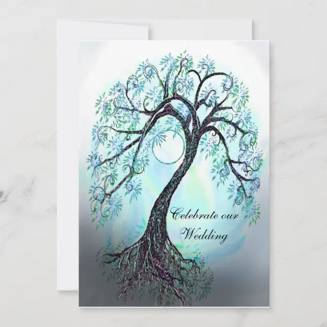 Blue Tree of Life Wedding Invitation | Zazzle