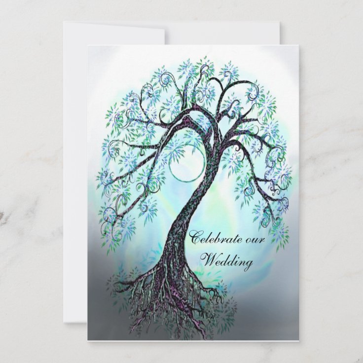 Blue Tree of Life Wedding Invitation | Zazzle