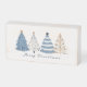 Blue Trees Modern Simple Christmas Holiday Wooden Box Sign | Zazzle