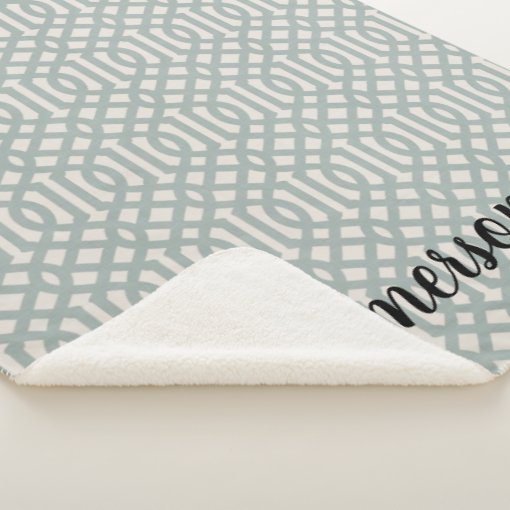 Blue Trellis Monogram | Modern Farmhouse Sherpa Blanket | Zazzle