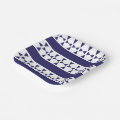 Blue Triangle Stripes Birthday Paper Plates | Zazzle
