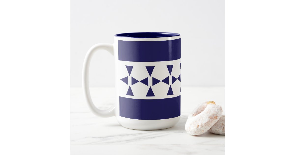 Blue Triangle Stripes Pattern Two-Tone Coffee Mug | Zazzle