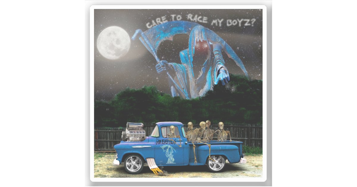 Blue Truck Crew Sticker | Zazzle