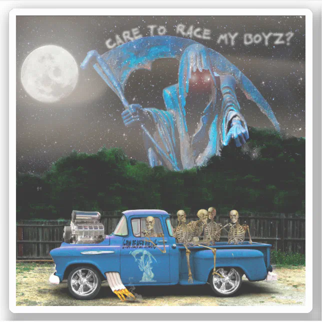 Blue Truck Crew Sticker | Zazzle