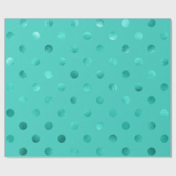 Blue Turquoise Metallic Faux Foil Polka Dot Aqua Wrapping Paper | Zazzle