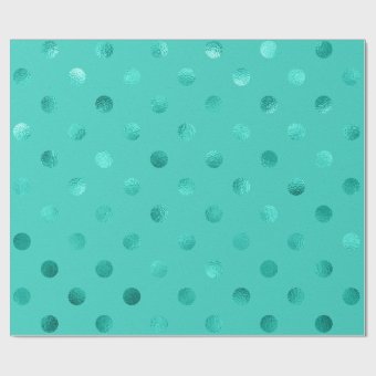 Blue Turquoise Metallic Faux Foil Polka Dot Aqua Wrapping Paper | Zazzle