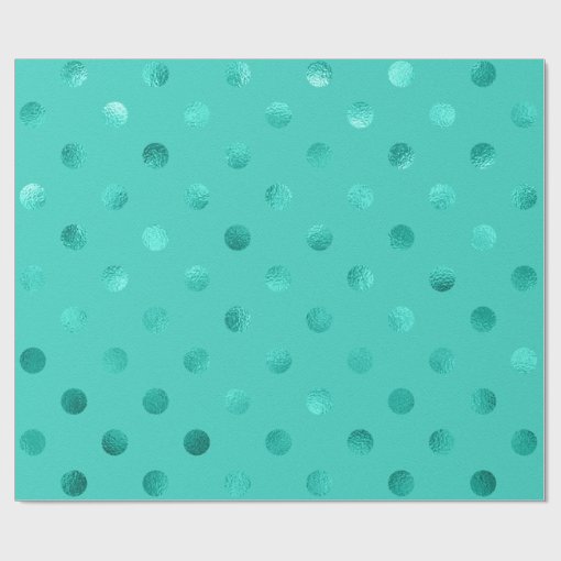 Blue Turquoise Metallic Faux Foil Polka Dot Aqua Wrapping Paper | Zazzle