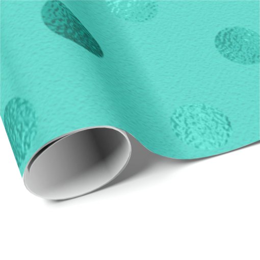Blue Turquoise Metallic Faux Foil Polka Dot Aqua Wrapping Paper | Zazzle