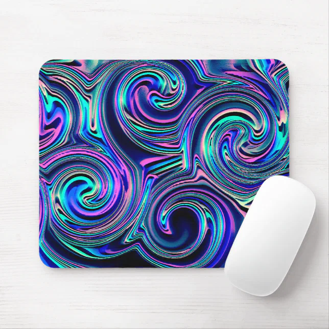 Blue Turquoise Purple Pink Spiral Art Pattern Mouse Pad | Zazzle