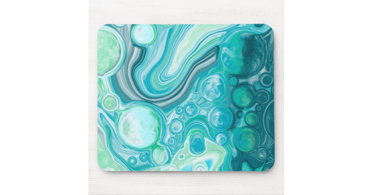 Blue, Turquoise Sea Waves and Bubbles Mouse Pad | Zazzle