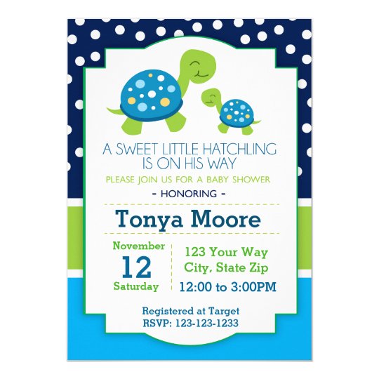 Blue Turtle Baby Shower Invitation (Boy) | Zazzle.com