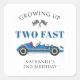 Blue Two Fast Racing Car 2nd Birthday Celebration Square Sticker | Zazzle