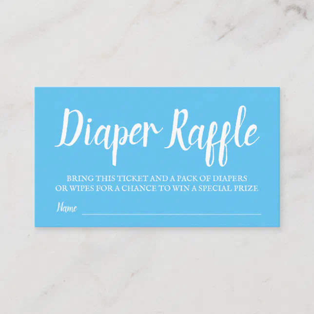 Blue Typography Diaper Raffle Enclosure Card | Zazzle