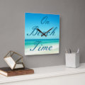 Blue Typography Ocean Beach Wall Clock | Zazzle