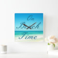 Blue Typography Ocean Beach Wall Clock | Zazzle