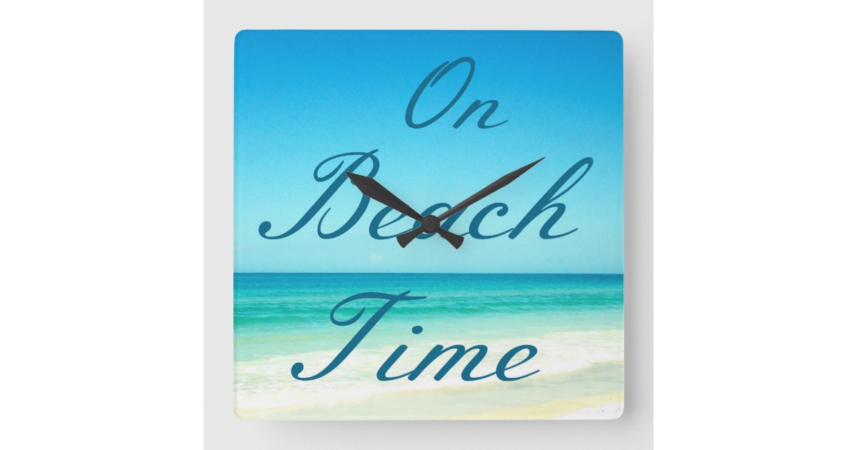 Blue Typography Ocean Beach Wall Clock | Zazzle