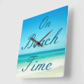 Blue Typography Ocean Beach Wall Clock | Zazzle
