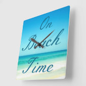 Blue Typography Ocean Beach Wall Clock | Zazzle
