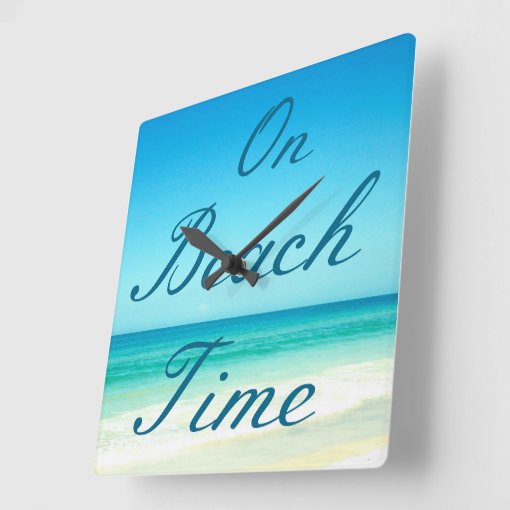 Blue Typography Ocean Beach Wall Clock | Zazzle