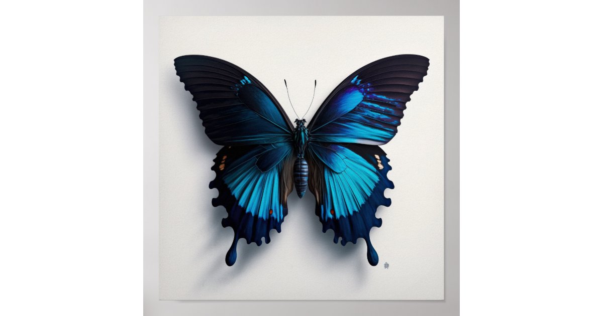 Blue Ulysses Butterfly Art Print Poster | Zazzle