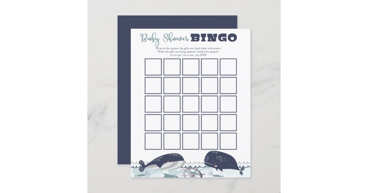 Blue Under the Sea Ocean Theme Baby Shower Bingo I | Zazzle