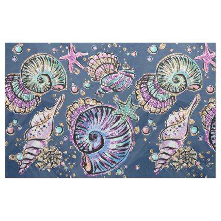 Gold Shell Pattern Fabric | Zazzle