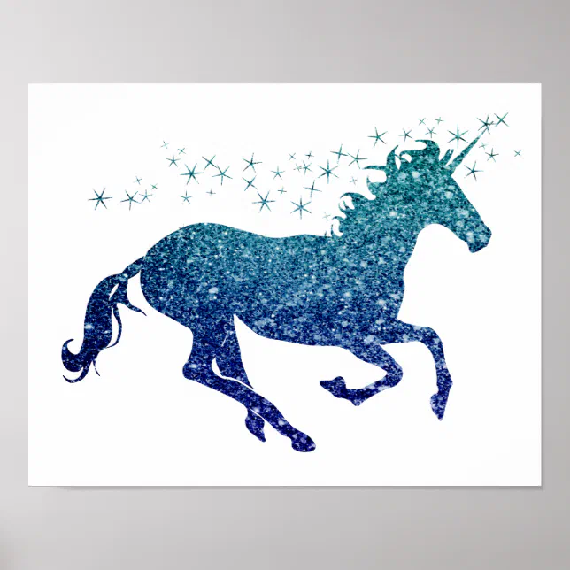 Blue Unicorn Sparkle Poster | Zazzle