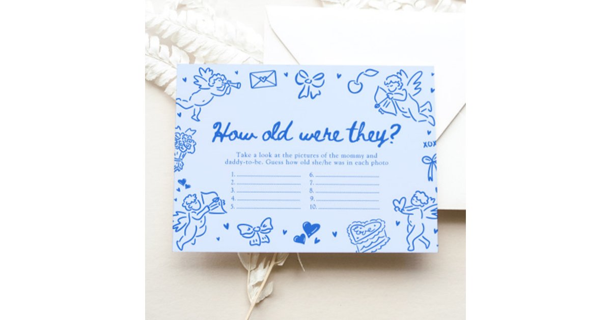 Blue Valentine How Old Were They Baby Shower Game Enclosure Card | Zazzle
