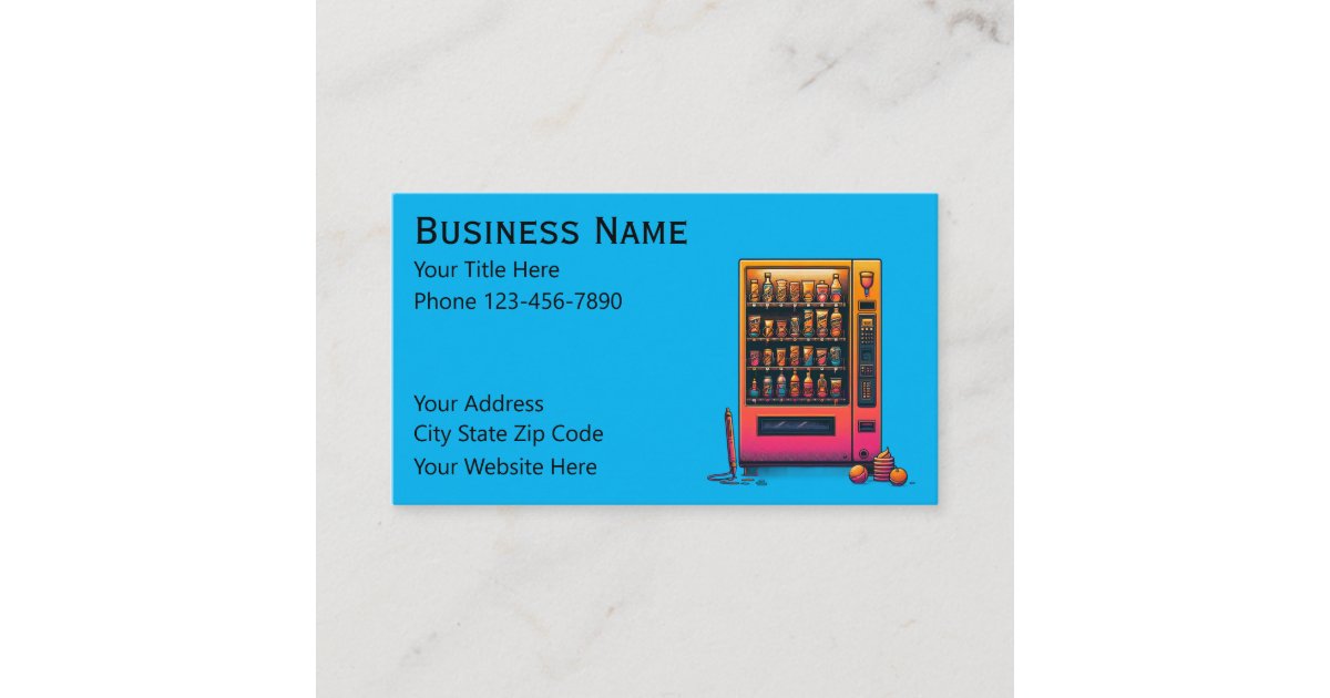 Blue Vending Machine Business Card | Zazzle