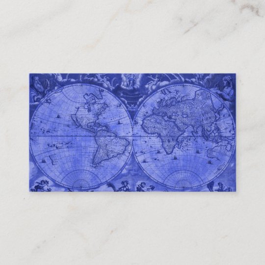 Blue Version Antique World Map J Blaeu 1664 Business Card | Zazzle.com