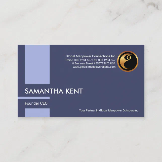 Blue Vertical Column Stripe Manpower Consultant Business Card | Zazzle