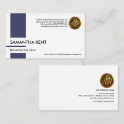 Blue Vertical Column Stripe Recruitment Consultant Business Card | Zazzle