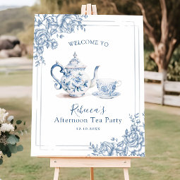Blue Victorian Garden Bridal Tea Welcome Sign | Zazzle