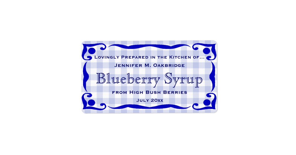 Blue Victorian Style Frame with Gingham Food Label | Zazzle