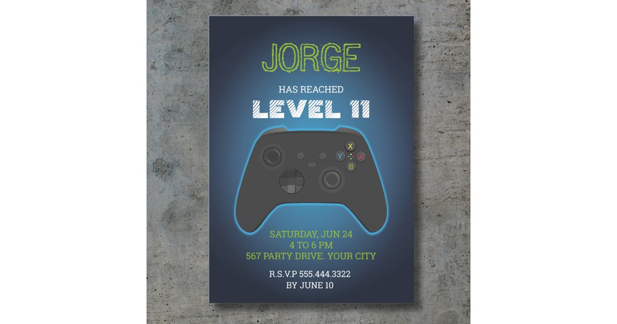 Blue video game birthday invitation | Zazzle