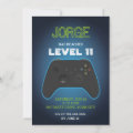 Blue video game birthday invitation | Zazzle