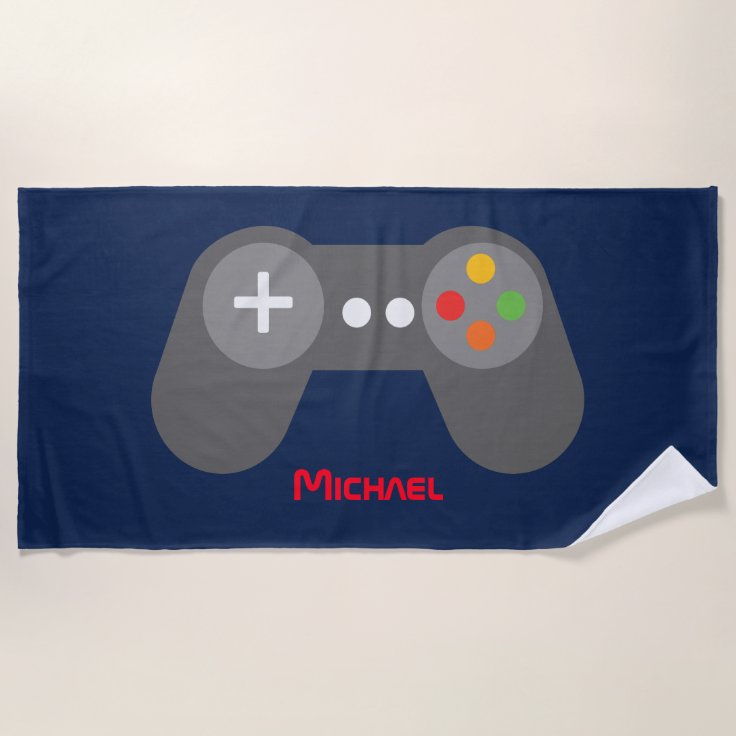 Blue Video Game Controller Beach Towel | Zazzle