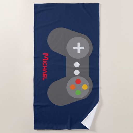 Blue Video Game Controller Beach Towel | Zazzle